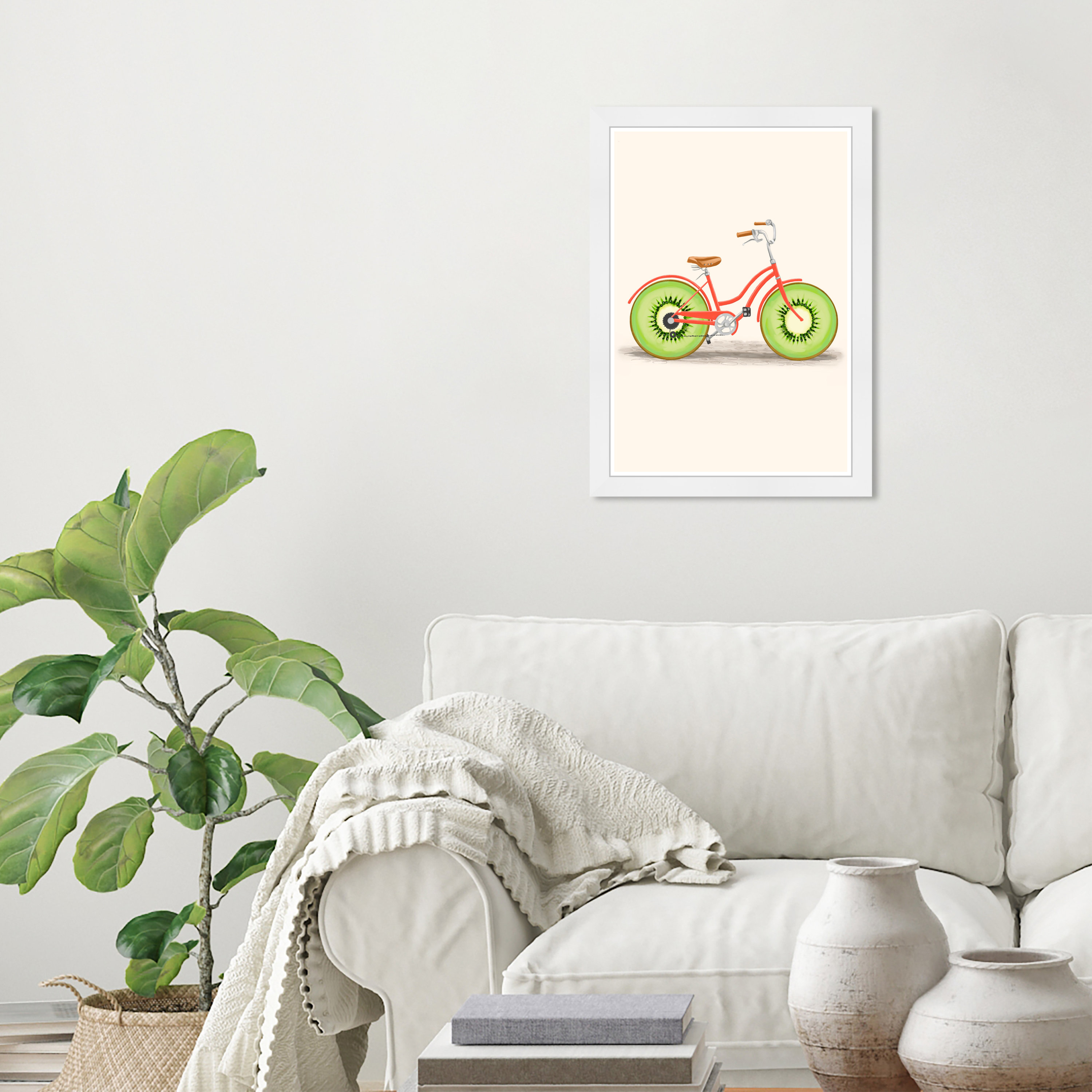 Latitude Run® Food and Cuisine Kiwi Bike Tropical Green Paper Wall Art Print | Wayfair